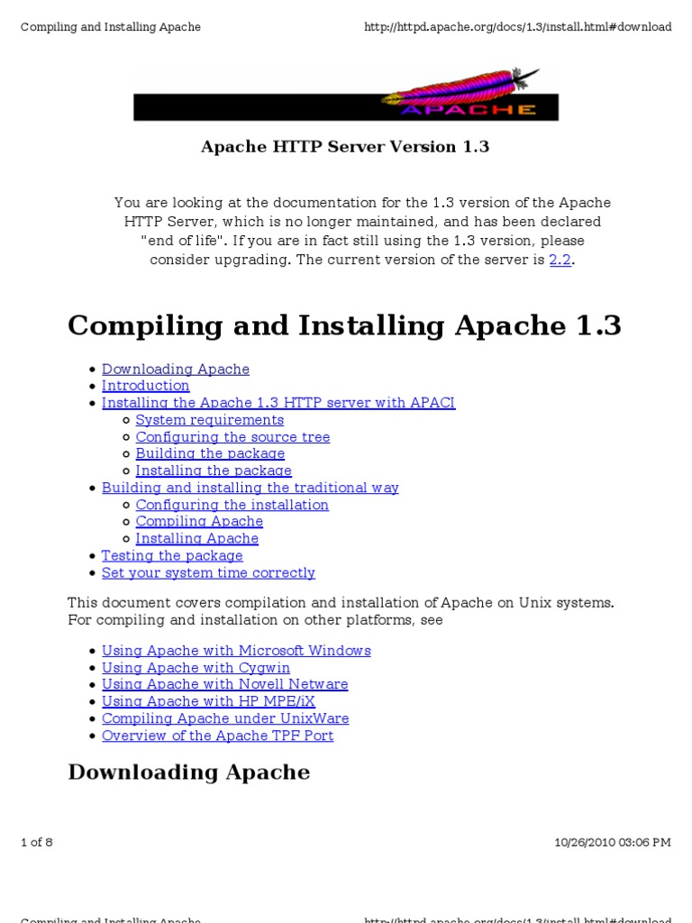 Compiling and Installing Apache 1.3: Apache HTTP Server Version 1.3 | PDF | Apache Http Server ...