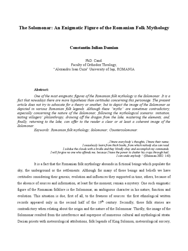 The Solomonar | PDF | Cultural Anthropology | Mythology