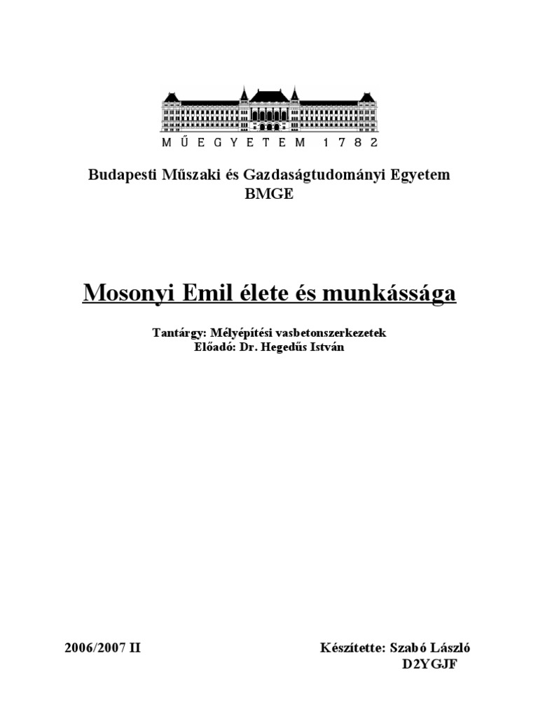 2007-Mosonyi Emil-élete-munkássága-BMGE-szakdolgozat | PDF