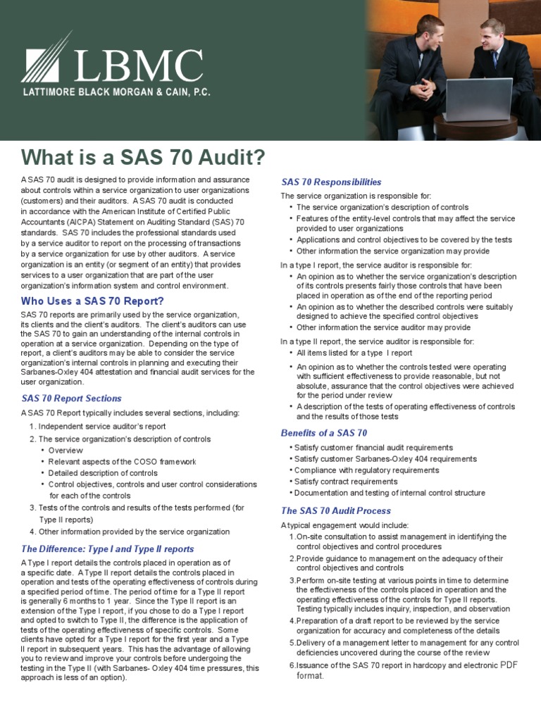 Sas 70 Audit | PDF | Internal Control | Audit