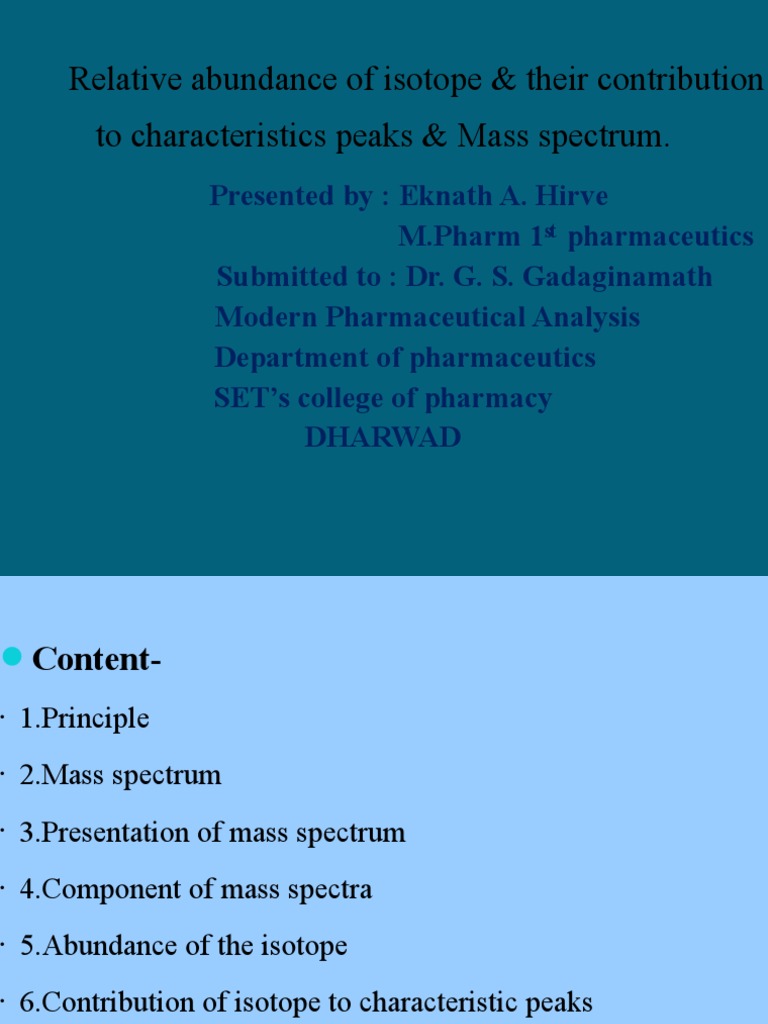 Relative Abundance | PDF | Mass Spectrometry | Chemical Elements