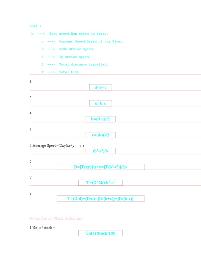 Essential Formulas for Speed, Finance, and Geometry | PDF | Fraction ...