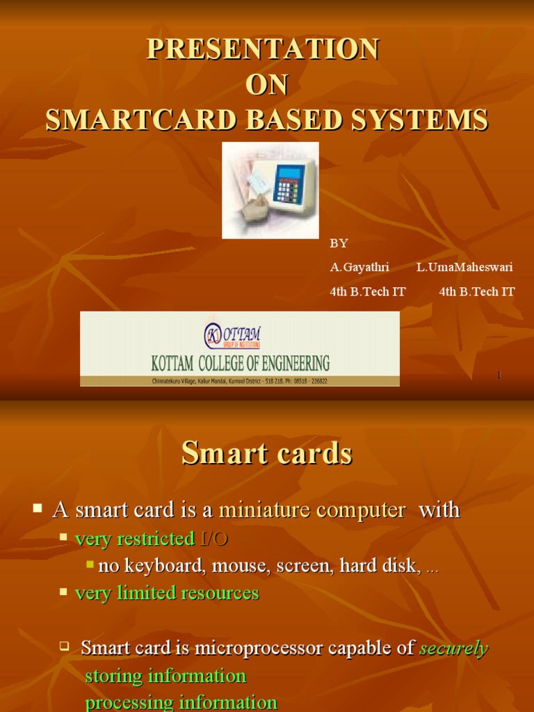 Presentation ON Smartcard Based Systems | PDF | Smart Card | Personal Identification Number