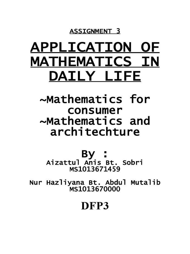 Application of Mathematics in Daily Life: Mathematics For Consumer ...
