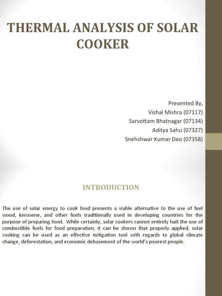 Thermal Analysis of Solar Cooker | PDF | Solar Energy | Temperature
