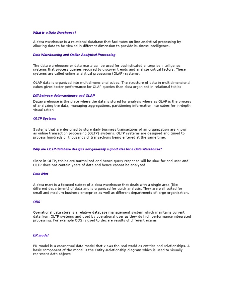 Datawarehouse Concepts | Download Free PDF | Data Warehouse ...