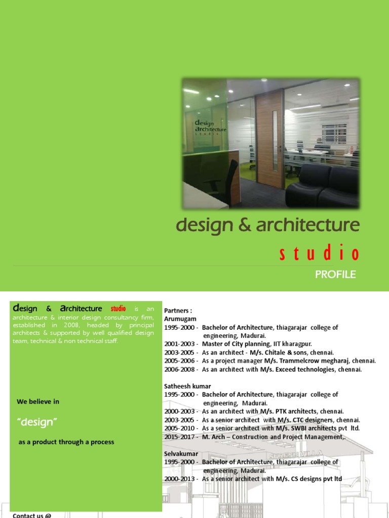 Design and Architecture Studio - Profile Presentation | PDF | Economic ...