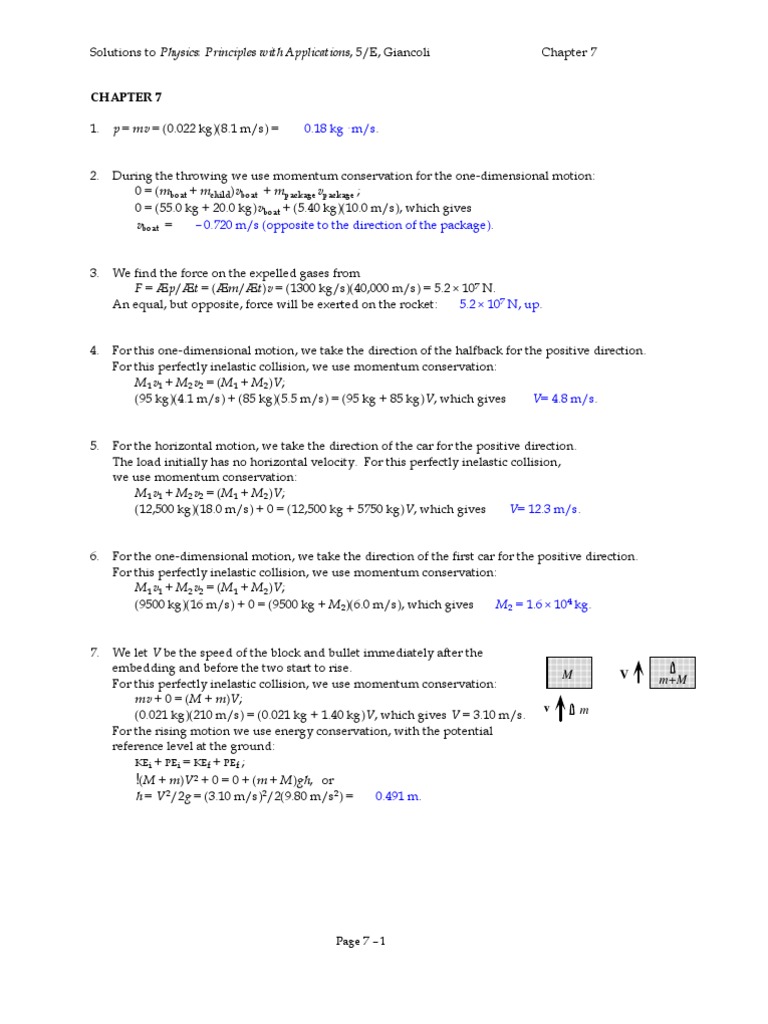 Ch 7 Physics Answers | Collision | Momentum