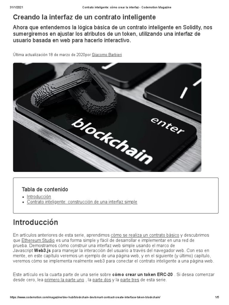 Contrato Inteligente - Cómo Crear La Interfaz - Codemotion Magazine ...