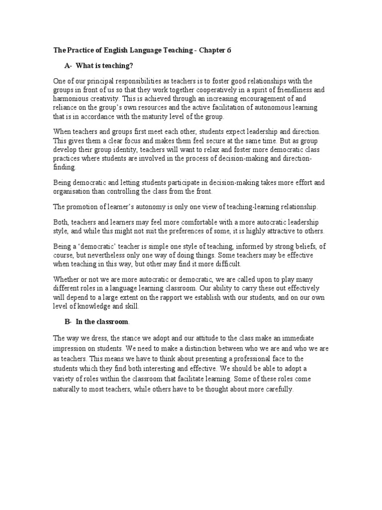 1 - The Practice of English Language Teaching Chapter 6 (Summary | PDF ...