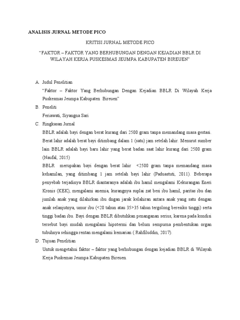 Analisis Jurnal Metode Pico | PDF