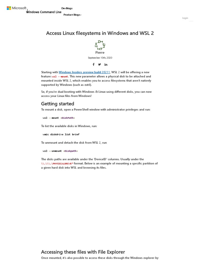 Access Linux Filesystems in Windows and WSL 2 - Windows Command Line ...