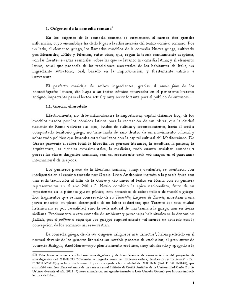 Introduccion A La Comedia Latina | PDF | Teatro | Antigua Grecia