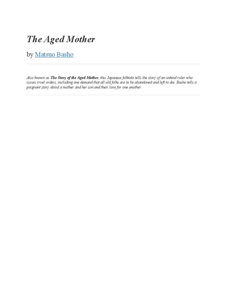 The Aged Mother: Matsuo Basho | PDF