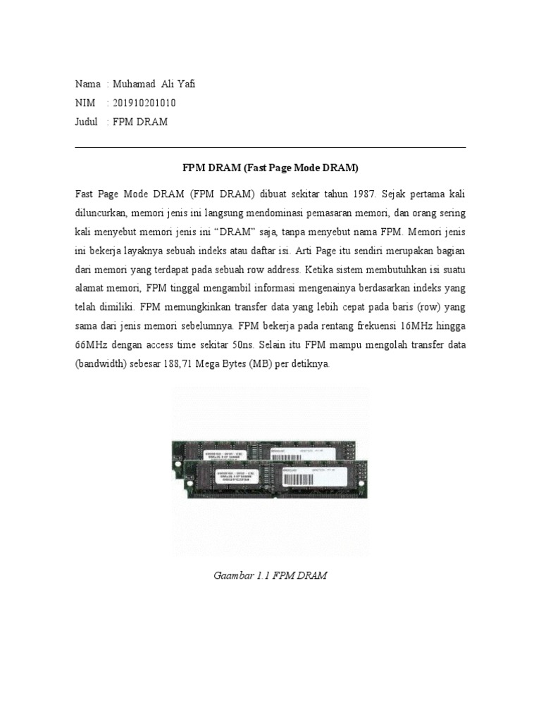 FPM DRAM: Memori Cepat untuk PC | PDF | Komputer