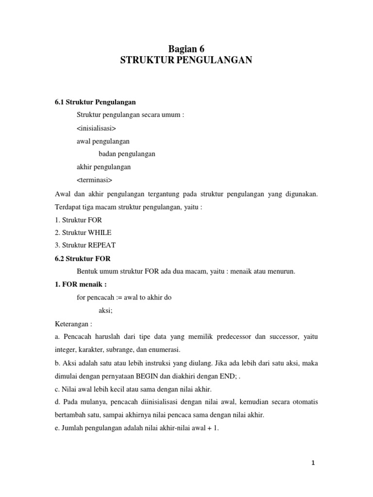 Struktur Pengulangan dalam Pemrograman | PDF