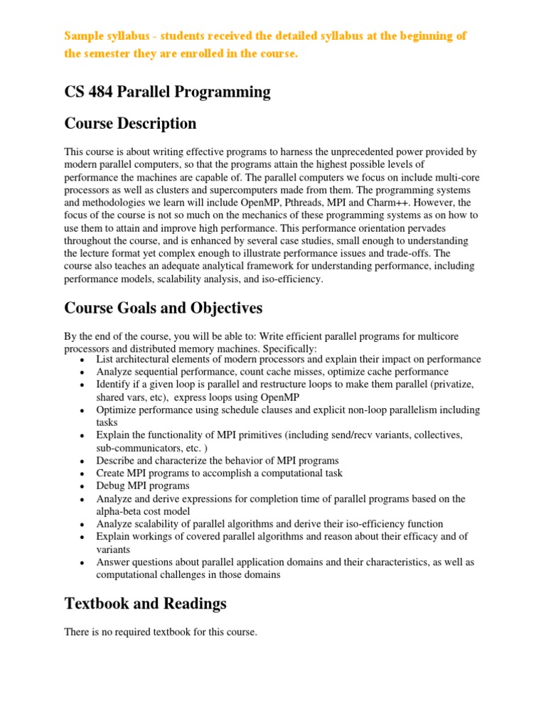 CS 484 - ParallelProgramming | PDF | Parallel Computing | Message Passing Interface