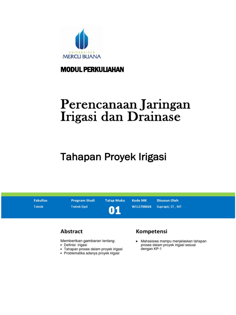 Modul 1. Tahapan Proyek Irigasi | PDF | Sains & Matematika | Teknologi ...