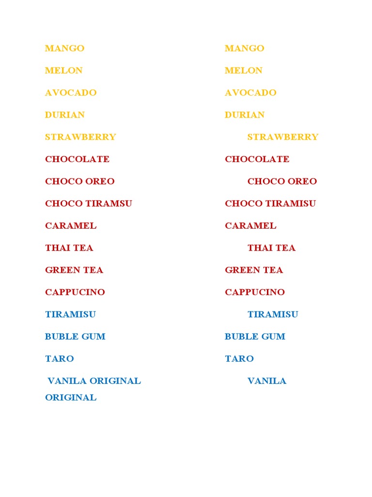 Es Bar Menu Selections | PDF