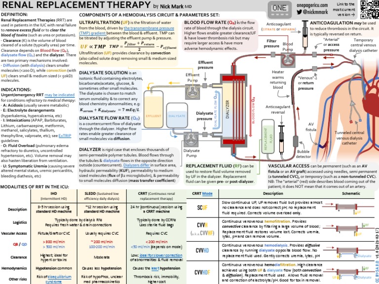 ICU One Pager RRT | PDF | Dialysis | Hemodialysis