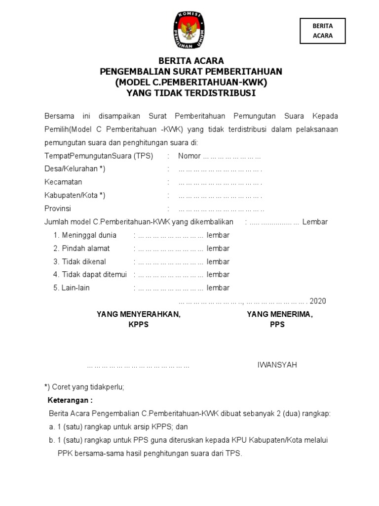 Berita Acara Pengembalian | PDF