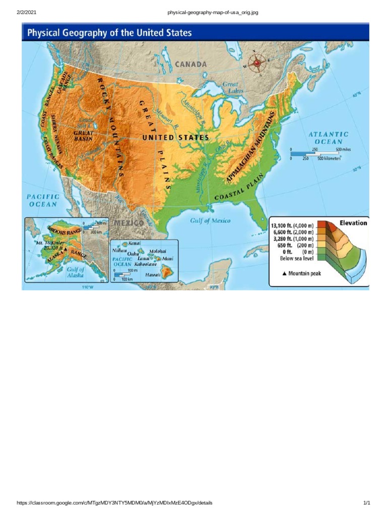 Physical Geography Map of Usa Orig - JPG | PDF