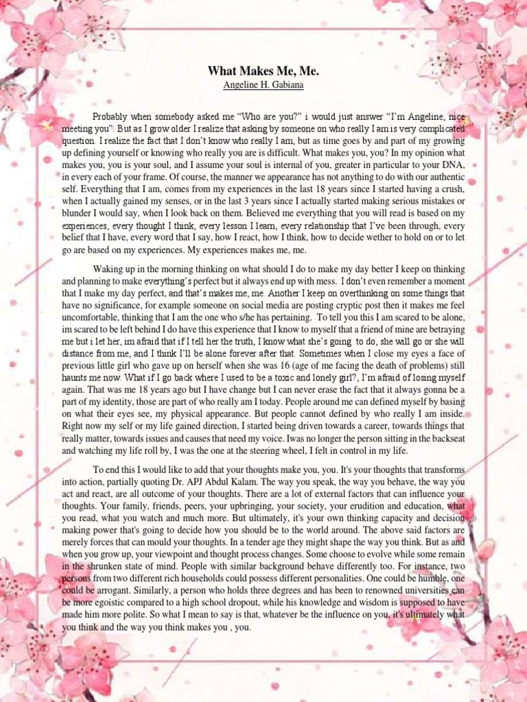 My Experiences Shape Who I Am: A Reflection on How Life Lessons and ...