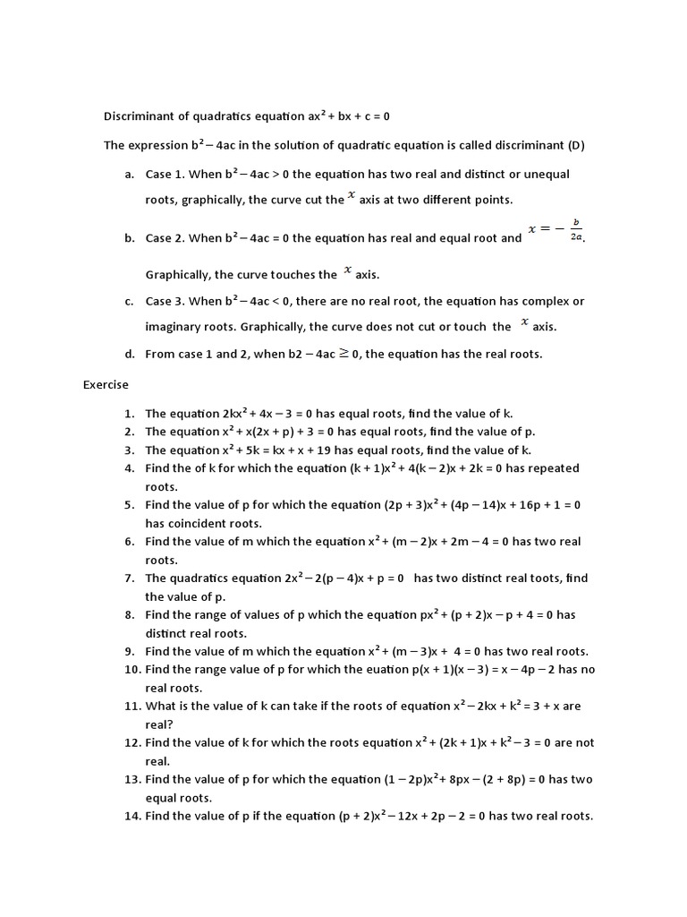 Quadratic Discriminant Explained | PDF | Quadratic Equation ...