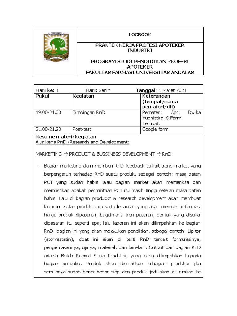 Pengantar Tentang Kerja Riset dan Pengembangan (RnD) di Industri Farmasi | PDF