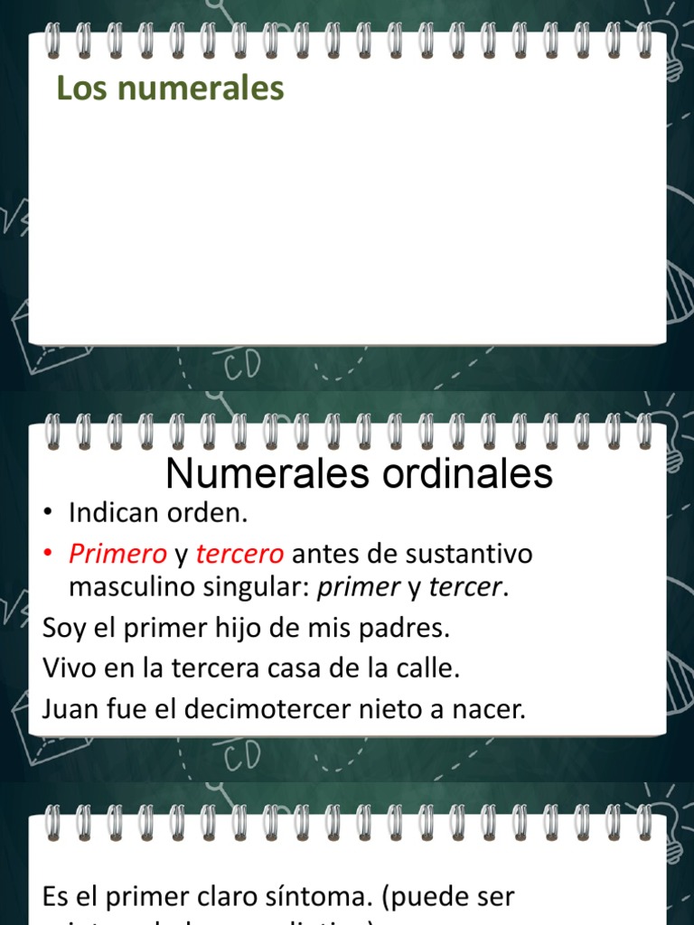 4 Los Numerales (Ordinales y Cardinales) | PDF | Gramática | Componentes
