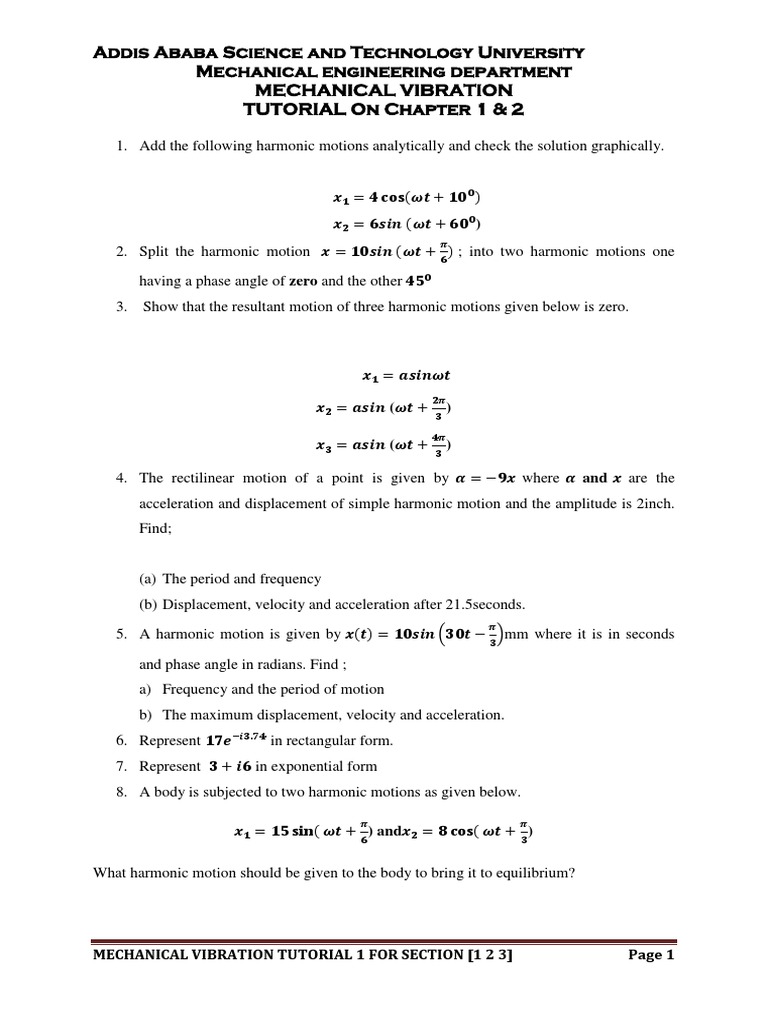 Tutorial 1 & 2 - AASTU | PDF
