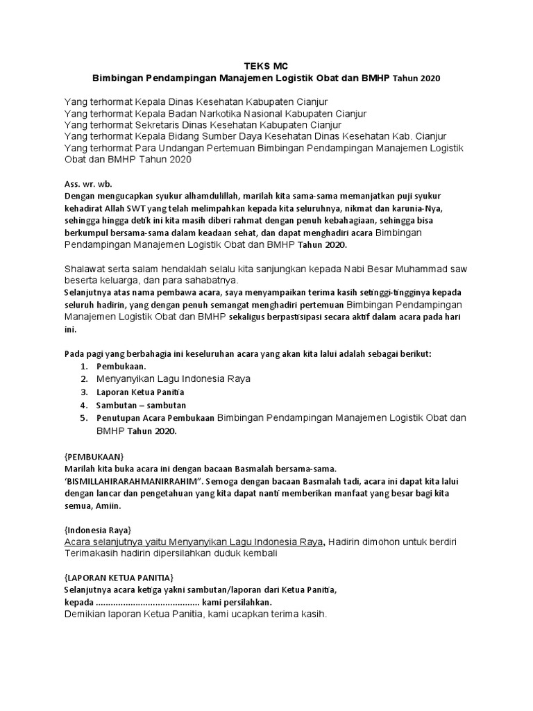 Contoh Teks Pembawa Acara Resmi | PDF