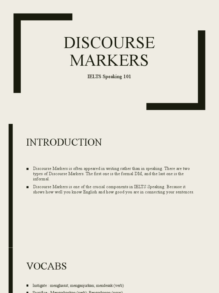 Speaking (Discourse Markers) | PDF | Beef | Lamb And Mutton