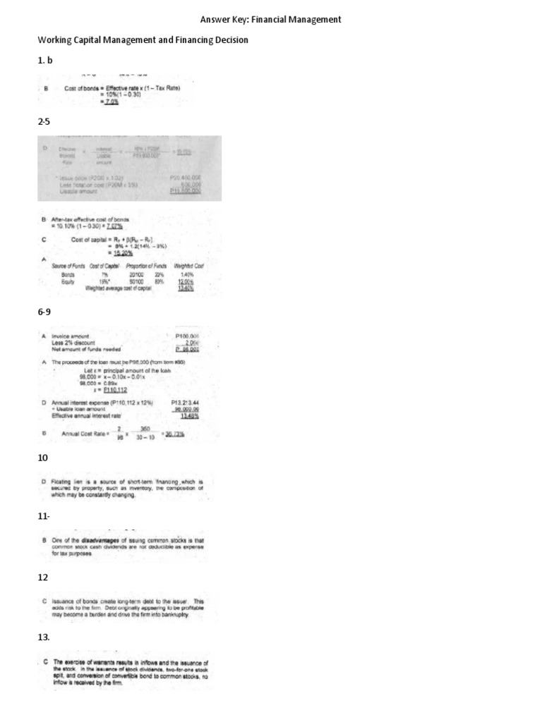 Answer Key - Financial Management | PDF