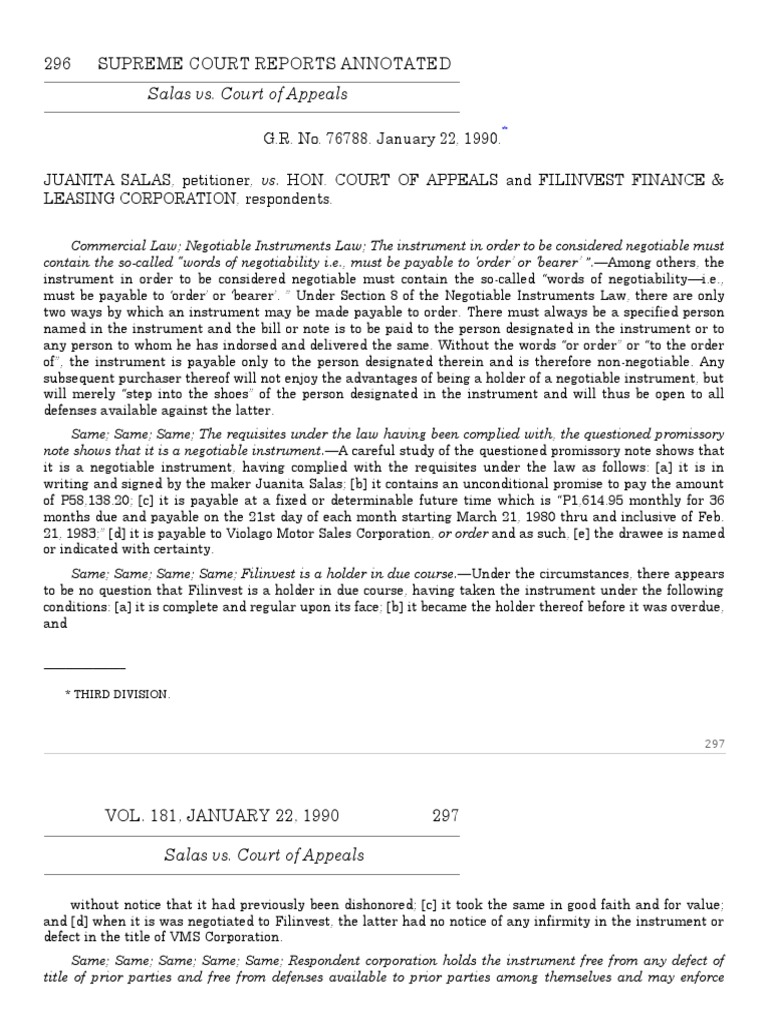 Salas vs. Court of Appeals: 296 Supreme Court Reports Annotated | PDF ...