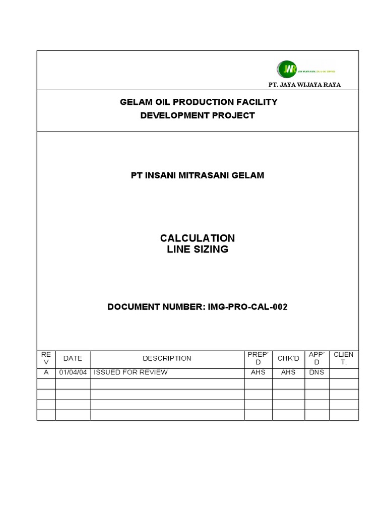 Sizing the Pipelines: Calculating Dimensions for Major Process Lines at ...