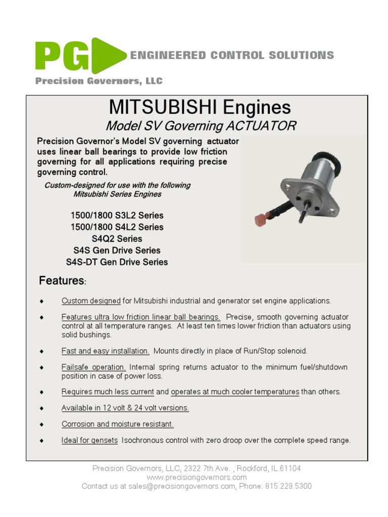 MITSUBISHI Engines: Engineered Control Solutions | PDF | Bearing ...