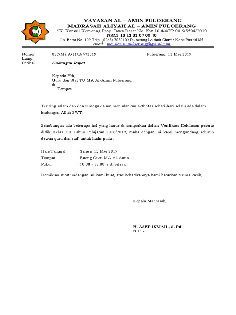 Surat Undangan Guru | PDF