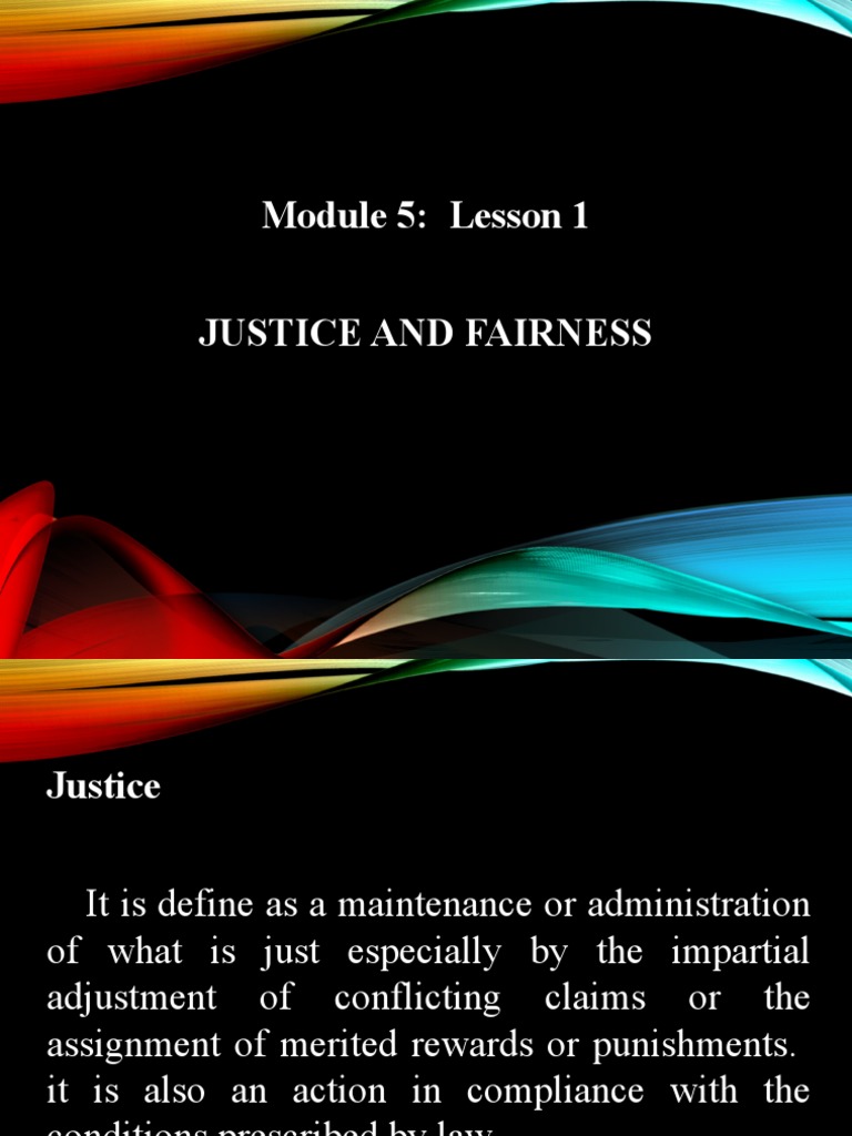Module 5 Lesson 1 Justice and Fairness | PDF | Common Good | Egalitarianism