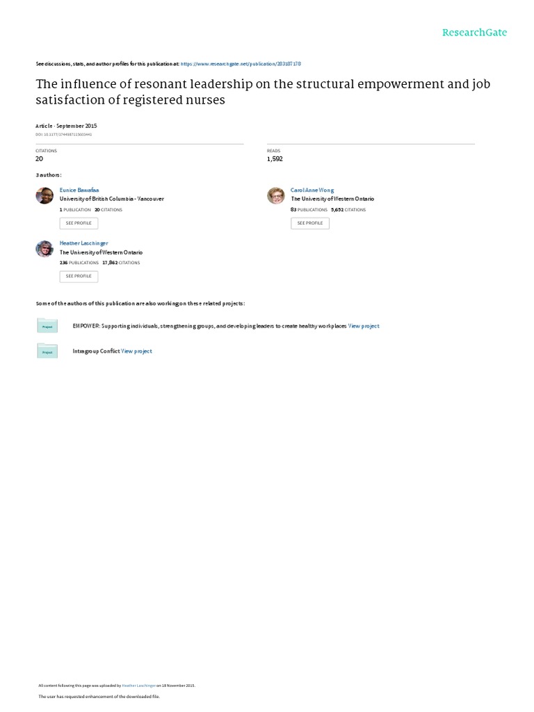 The Influence of Resonant Leadership On The Struct | PDF | Job ...