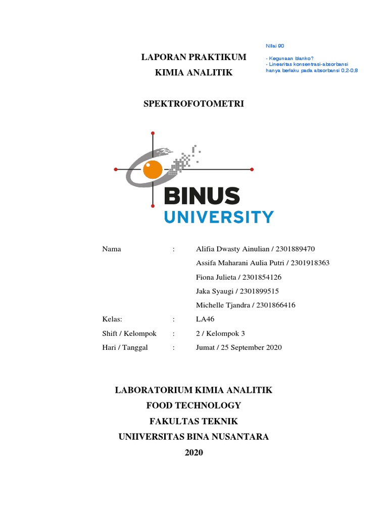 Laporan1 AnalyticalChemistry Kelompok3 BA46 | PDF | Sains & Matematika