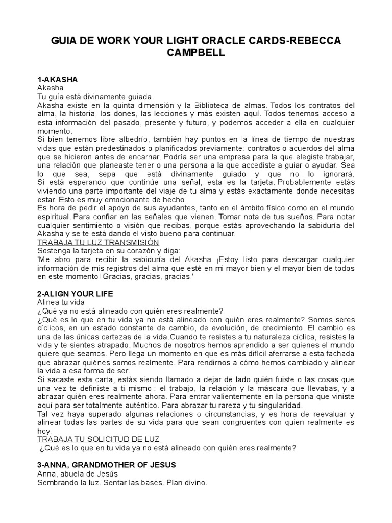 Guía de Oracle Work Your Light | PDF | Alma | Vida
