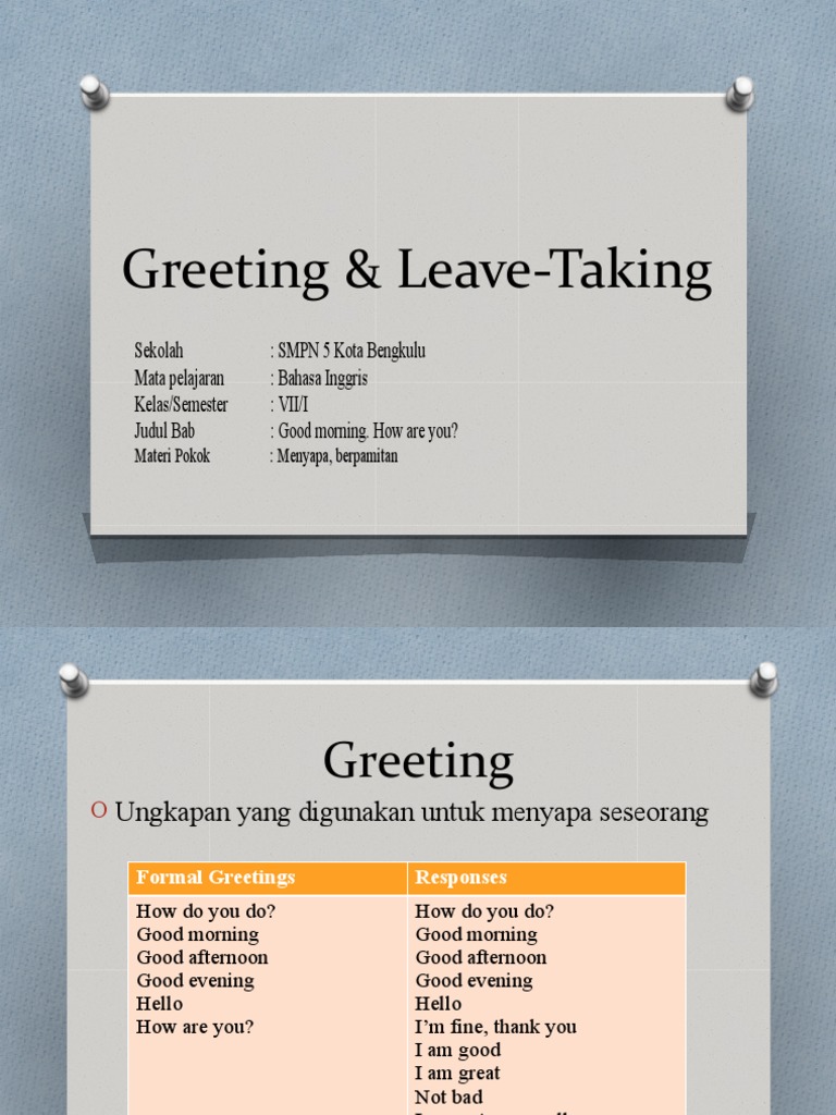 Greeting & Leave-Taking | PDF