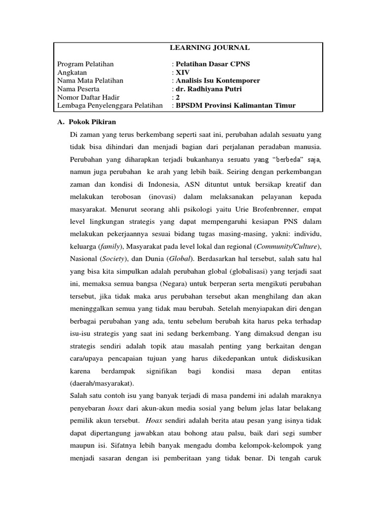 Learningjournal-Analisis Isu Kontemporer | PDF