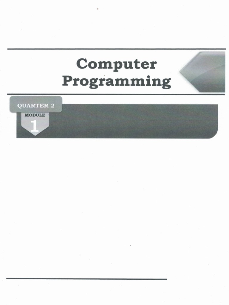 Computer Programming Quarter 2 Module 1 Pdf