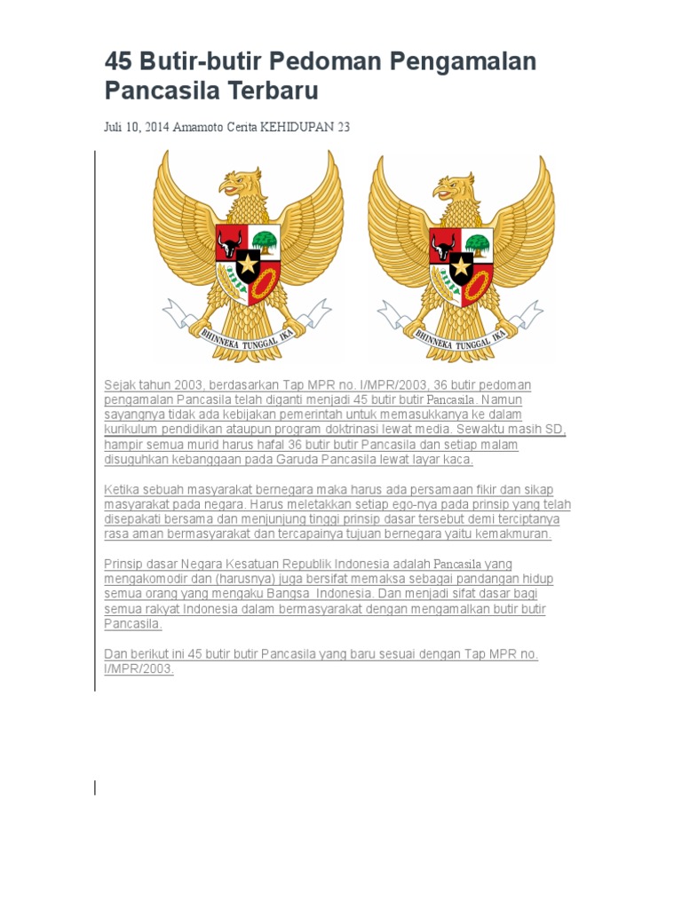 45 Butir-Butir Pedoman Pengamalan Pancasila Terbaru | PDF