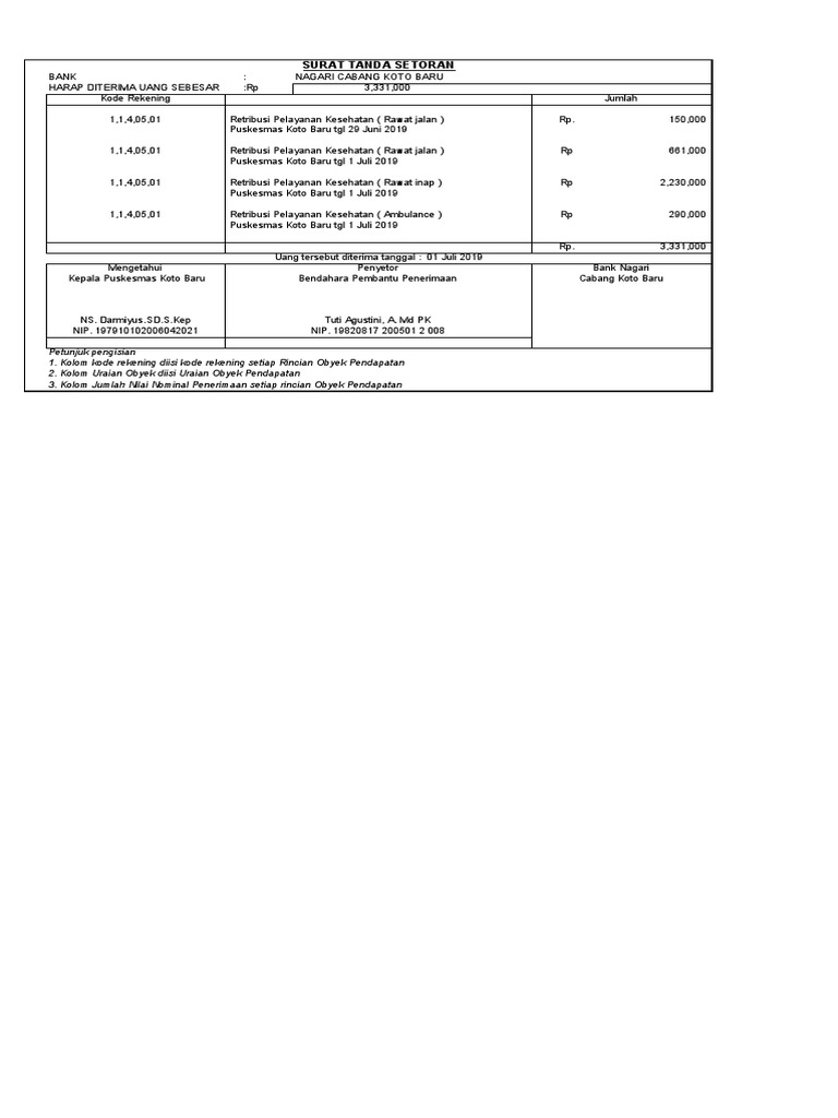 Surat Tanda Setoran | PDF