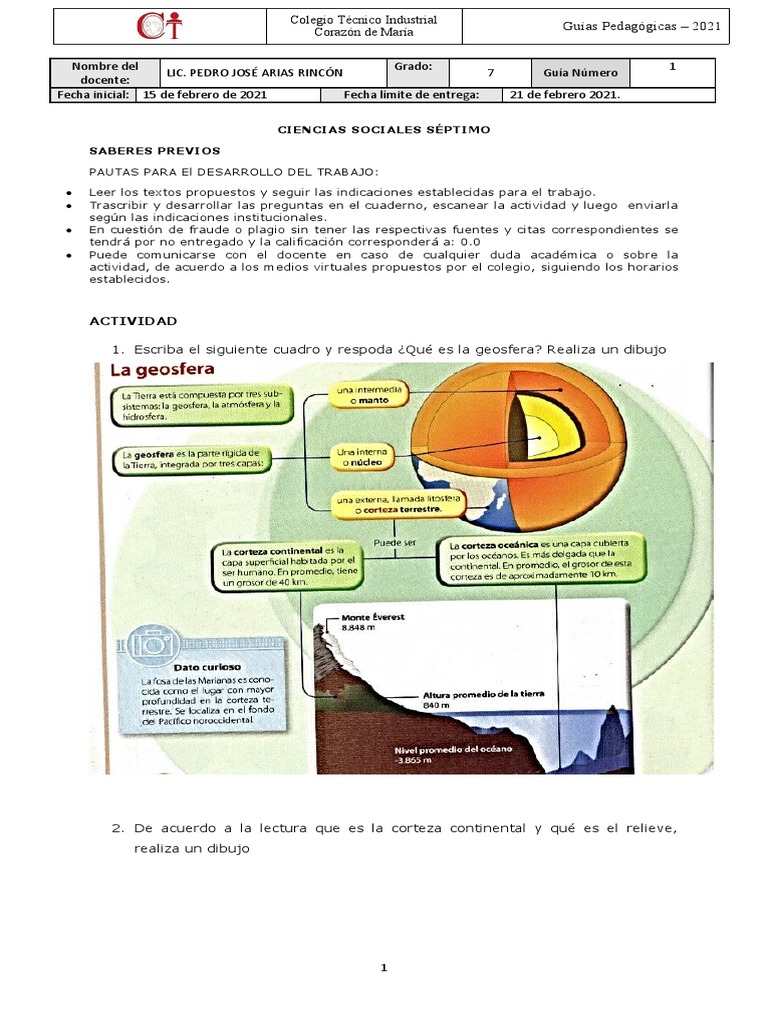 Guía de Trabajo 1 Ciencias Sociales - Grado Séptimo | PDF | Science ...
