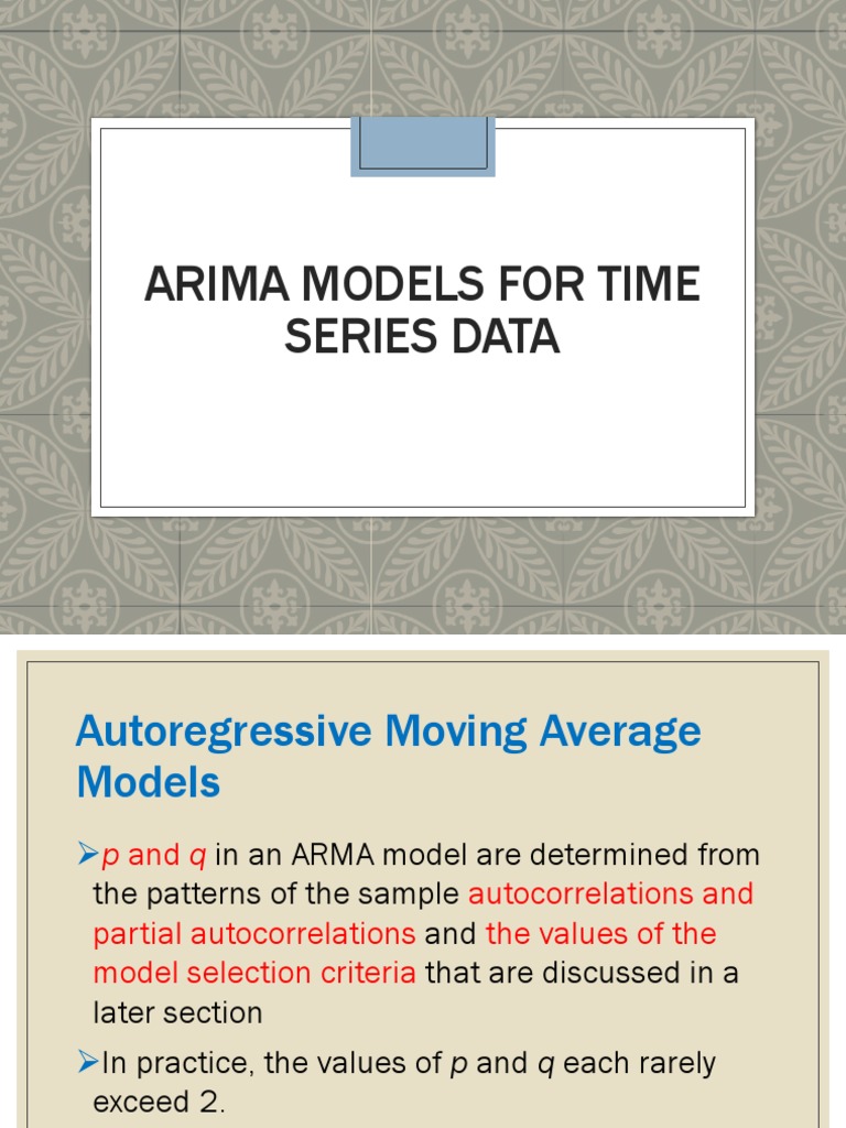 Chapter - ARIMA Models For Time Series Data | PDF | Autoregressive Integrated Moving Average ...