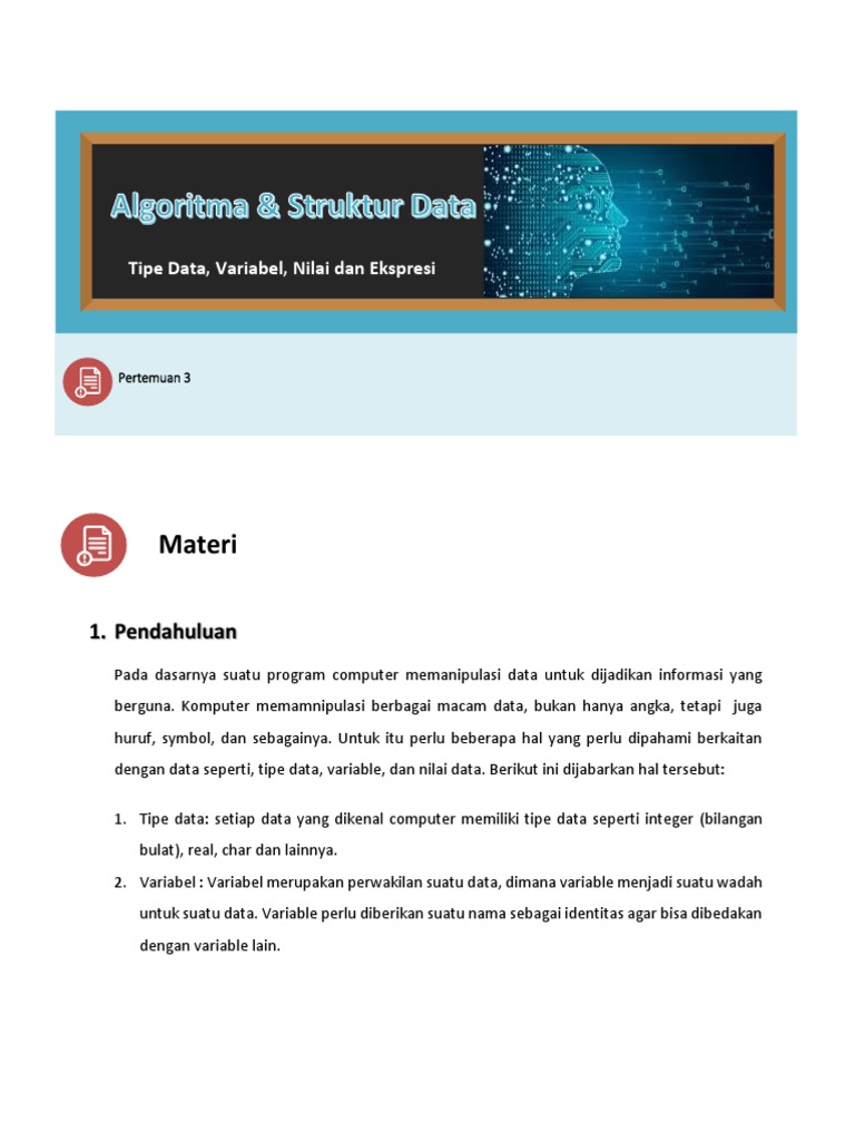 Materi - Tipe Data, Variabel, Nilai, Dan Ekspresi | PDF
